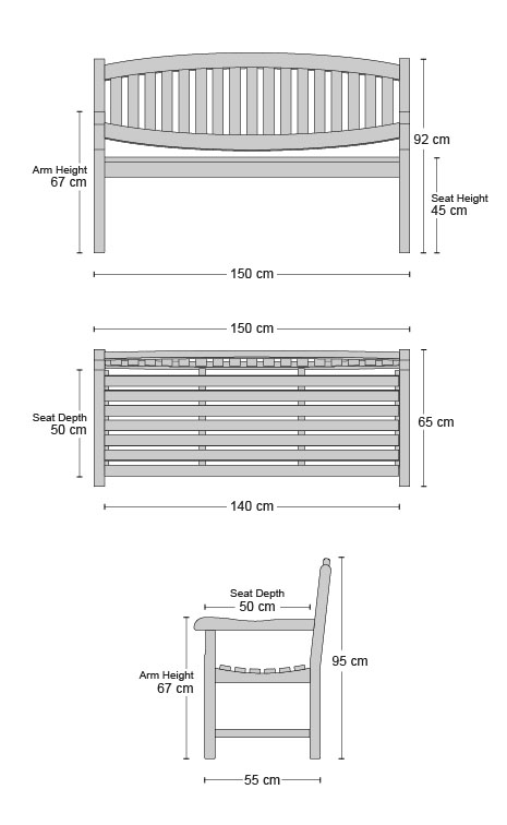 Ascot Teak Bench - 1.5m
